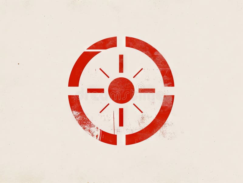 A Red and White Logo with a Sun in the Center Stock Image - Image of ...