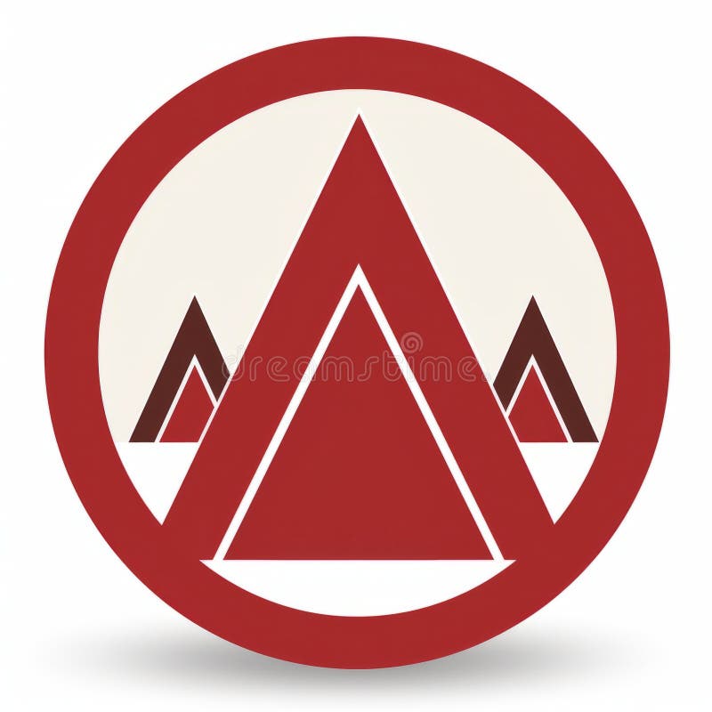 A Red and White Logo with a Triangle in the Middle Stock Illustration ...