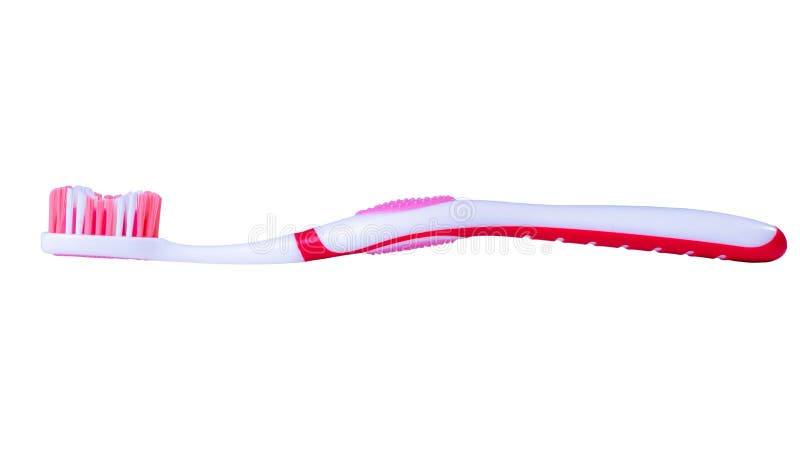 Red and White Manual Toothbrush with Soft Bristles on Isolated ...