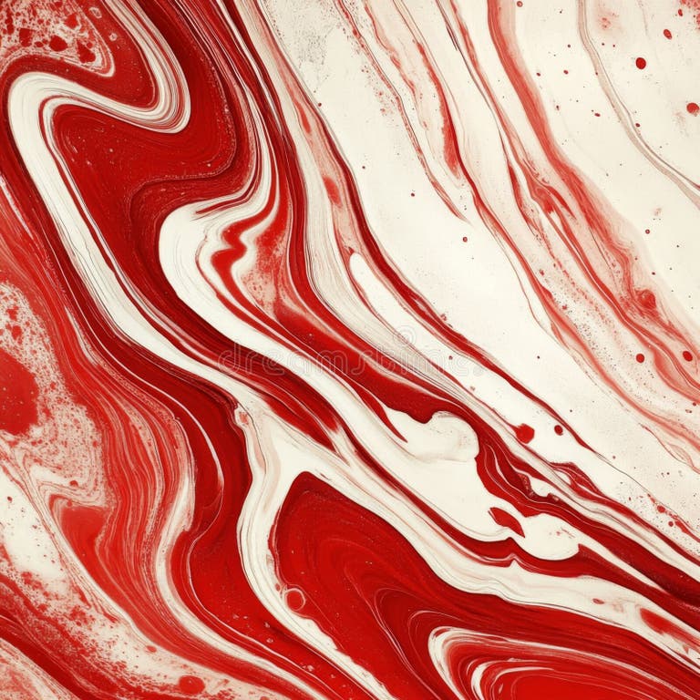 Red and White Marble Pattern with Swirling Abstract Lines and Artistic ...