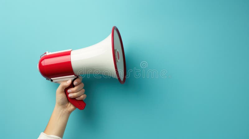 The Red White Megaphone.AI Generated Image Stock Photo - Image of sound ...