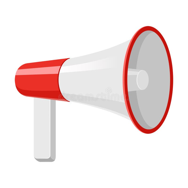 Vector Illustration of Red and White Megaphone. Loudspeaker Side View ...