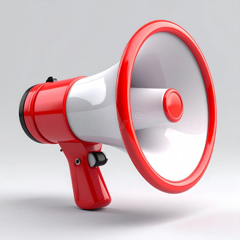 Red and White Megaphone on Light Background Stock Illustration ...