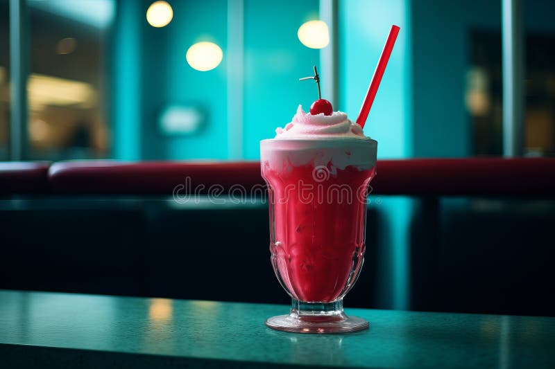 A Red and White Milkshake with a Cherry on Top Stock Illustration ...