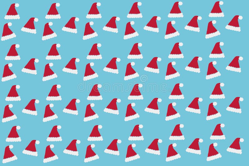 Red and White Mini Santa Hat Floating on Blue Background Stock ...