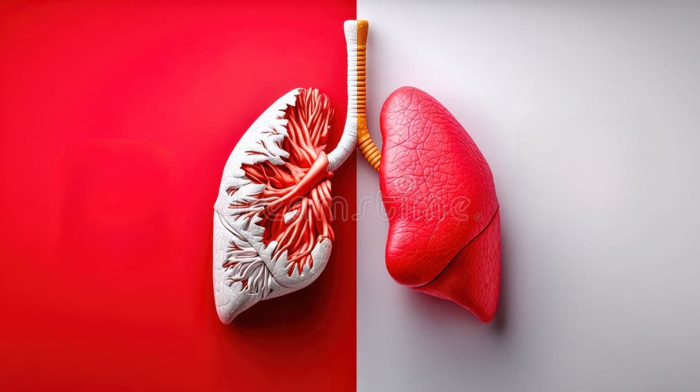 A Red and White Model of a Lung is Shown with a Red and White ...