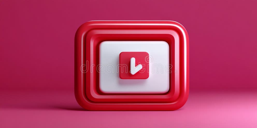 Red White Modern App Button Icon Design Element 3D Render Ui Ux Web ...