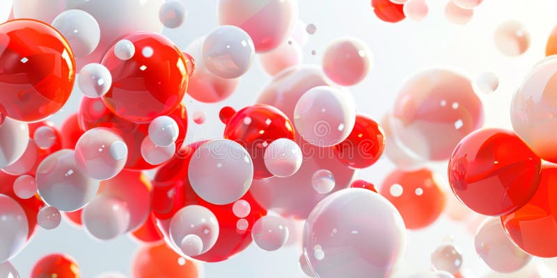 Red and White Molecules Abstract Background 3d Science Concept Stock ...