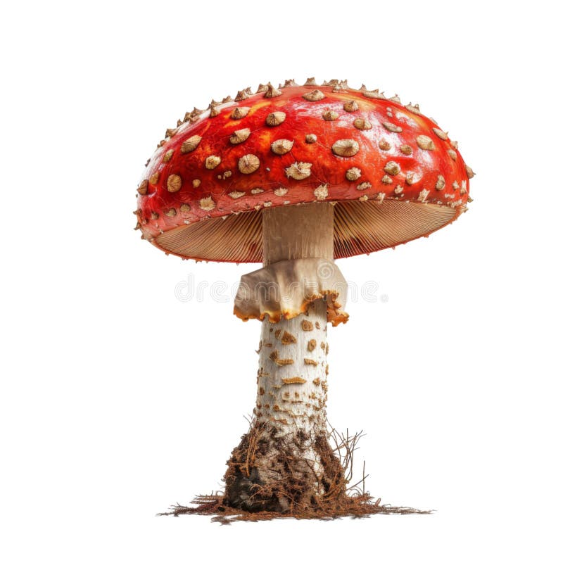 Red and White Mushroom with White Spots and Spiky Cap Stock ...