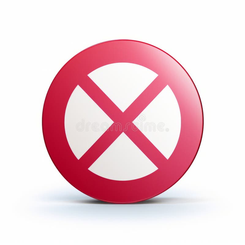 A Red and White No Entry Sign on a White Background Stock Illustration ...