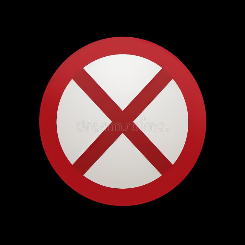 A Red and White No Entry Sign on a Black Background Stock Illustration ...
