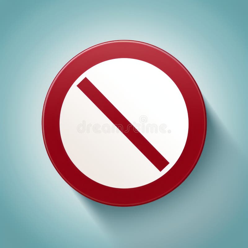 A Red and White No Entry Sign on a Blue Background Stock Illustration ...