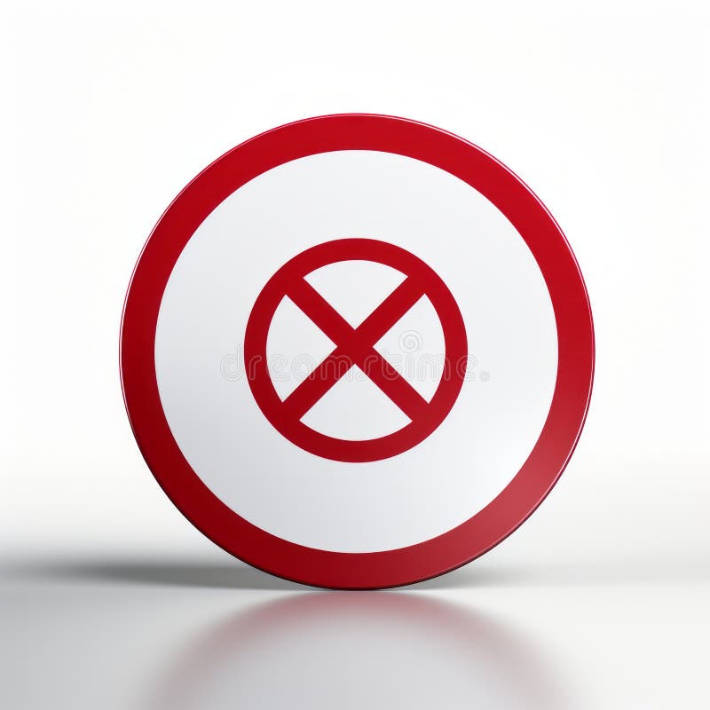 A Red and White No Entry Sign on a White Surface Stock Illustration ...