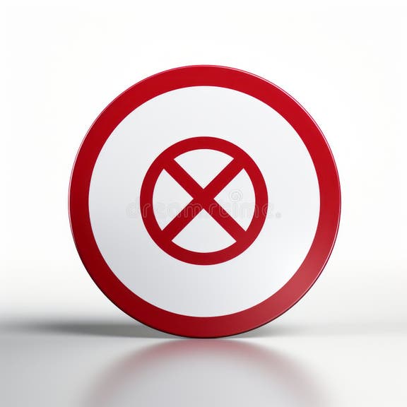 A Red and White No Entry Sign on a White Surface Stock Illustration ...