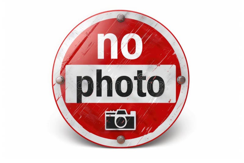 Red and White No Photo Sign with a Camera Icon on a Distressed Surface ...
