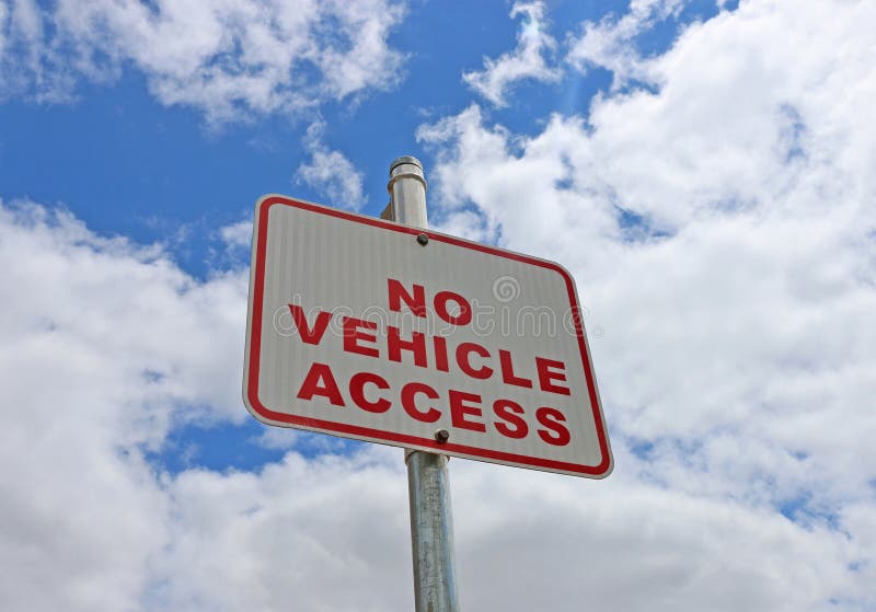 Red and White No Vehicle Access Sign in a Blue Sky Stock Photo - Image ...