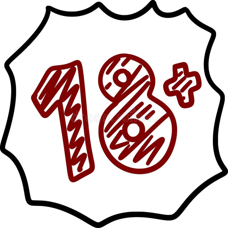 A Red and White Number 18 Plus with a White Background Stock ... A Red and White Number 18 Plus with a White Background Stock ...