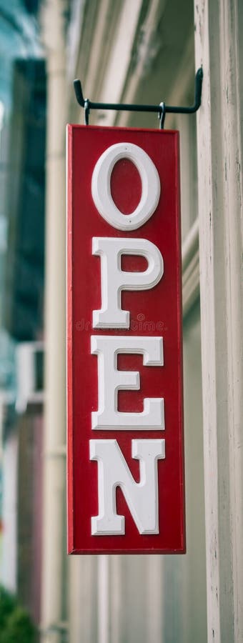 Open sign on a wooden door stock image. Image of retro - 115104199