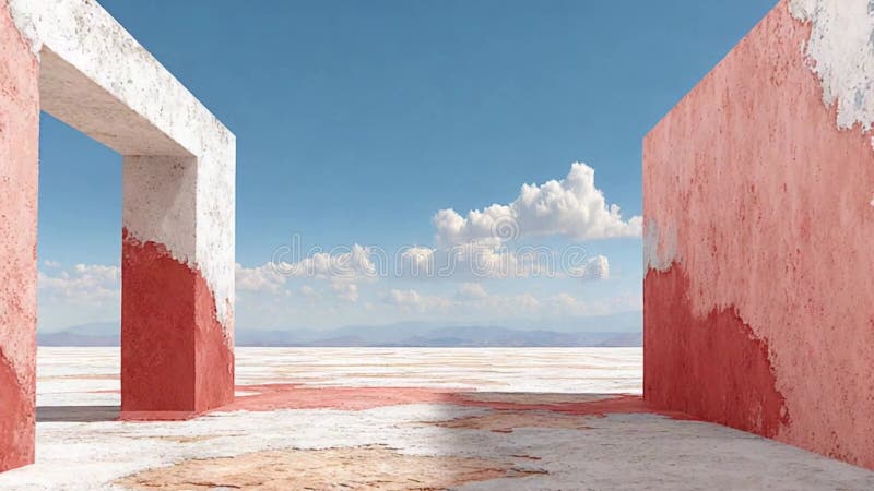 Abstract Architectural Minimalist Structure in Desert Landscape Stock ...