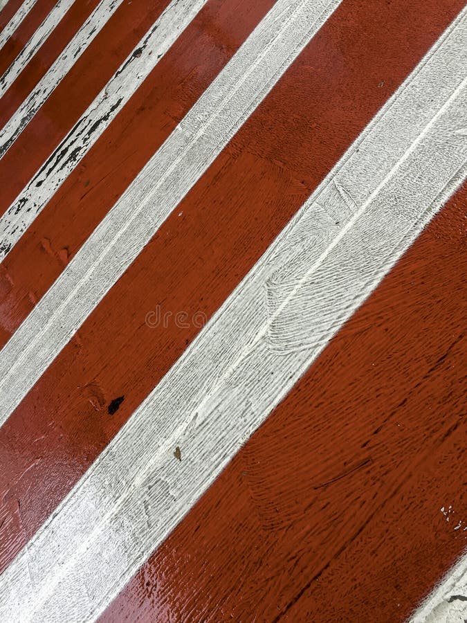 Red and White Painted Zebra Crossing Stock Image - Image of light ...