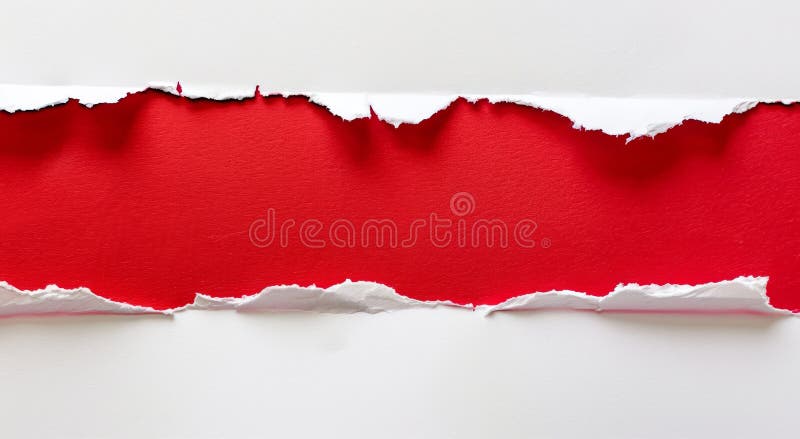 Red and White Paper Background with Torn Edge for Text or Design with ...
