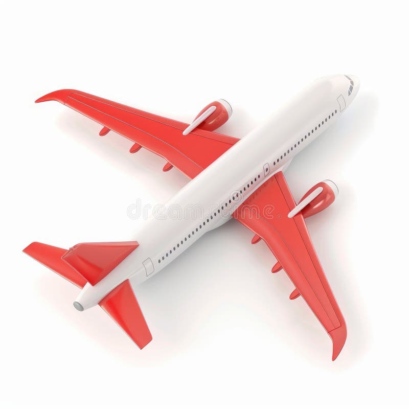 Red and White Airplane Top View: a Stunning Aerial Perspective Stock ...