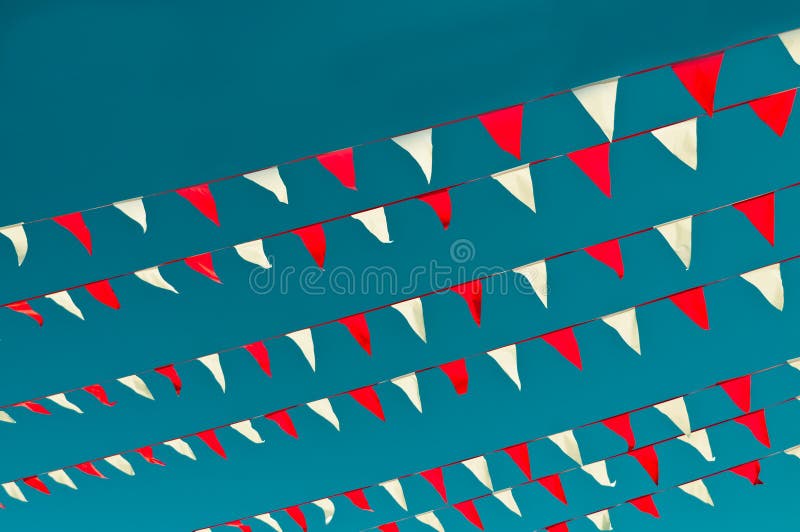 Red and White Pennant Flags Stock Image - Image of blowing, happy: 26007839