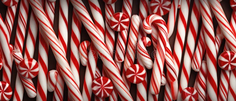 Red and White Peppermint Candy Canes in a Row . Stock Illustration ...