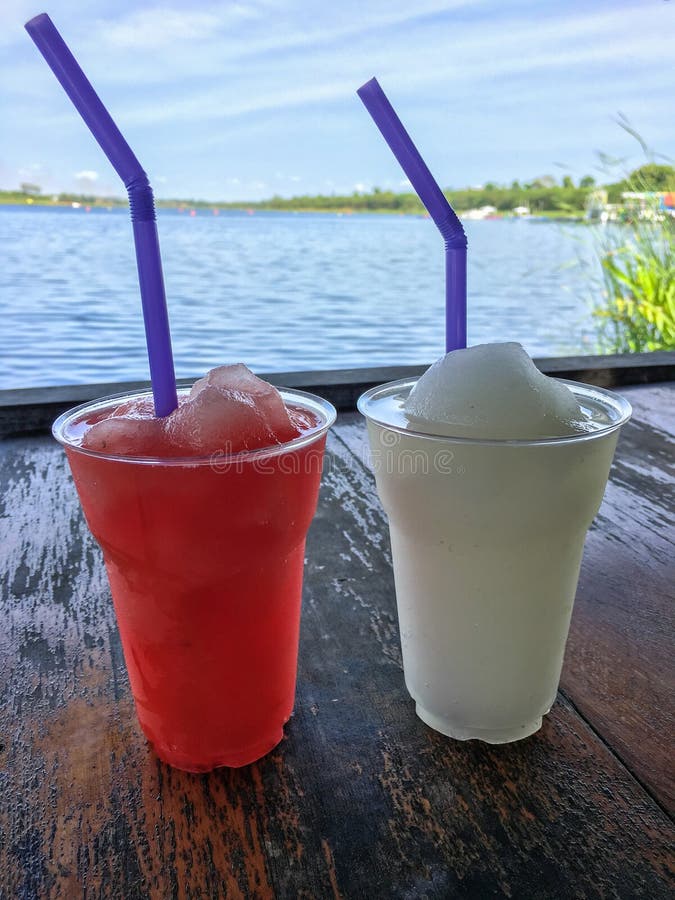 Red and White in Plastic Glasses Stock Image - Image of stack, lunch ...