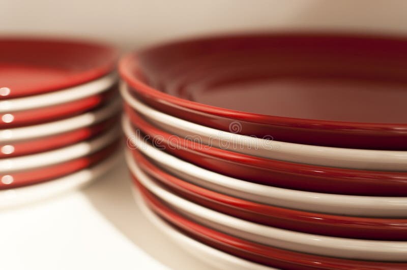 Red and white plates stock image. Image of preparation - 69099377