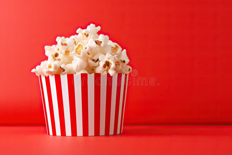 Red and White Popcorn Box on a Red Backdrop. Generative AI Stock ...