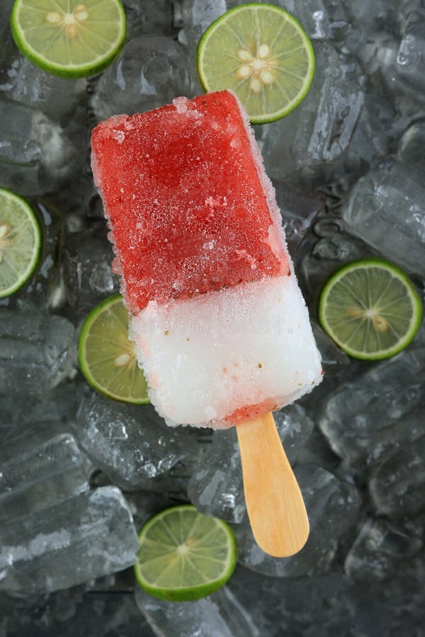 Red and White Popsicle, Strawberry Lime Popsicle Stock Image - Image of ...
