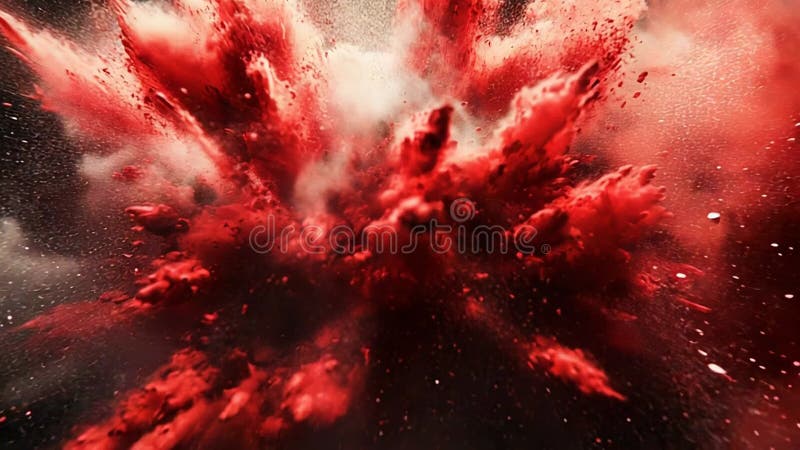 Red and White Powder Exploding Against Black Background Stock Video - Video of shot, black ...