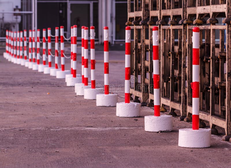 Red White Pylons Alerts Traffic Warning Stock Image - Image of ...