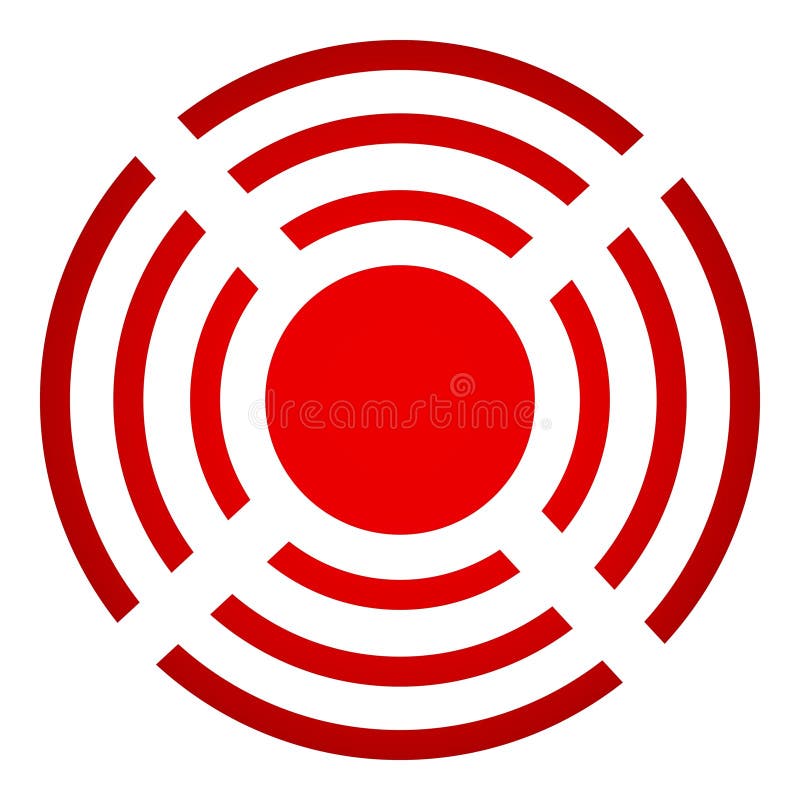 Red and White Radar Waves Emitting Outward in Concentric Circles Stock ...