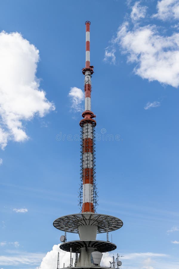 Red and White Radio Mast on the Large Inselsberg Mountain Stock Photo ...