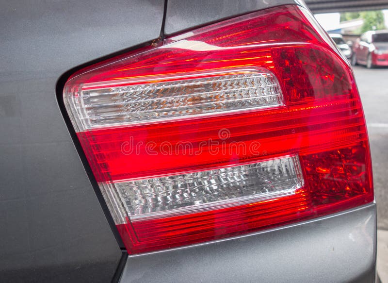 The Red and White Rear Lamp of Car Stock Photo - Image of light ...