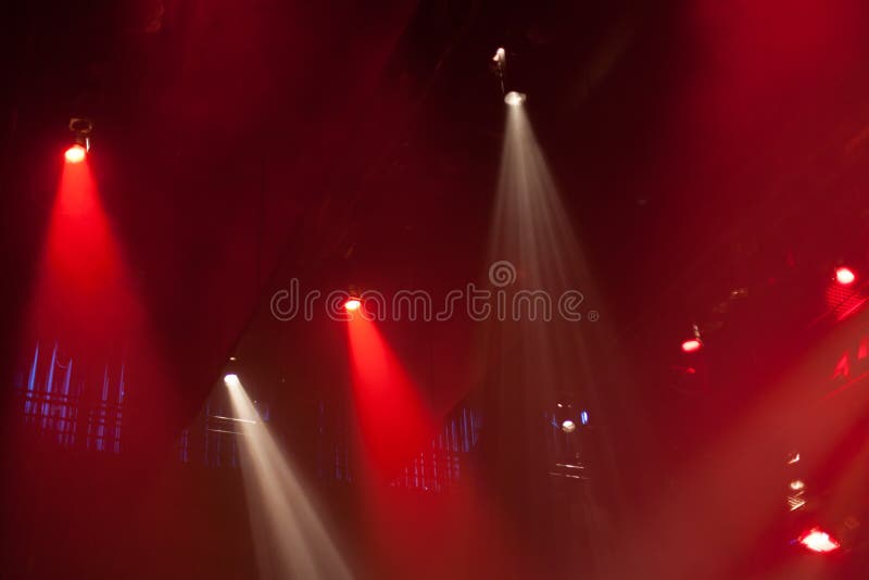 Red and White Reflectors Focused on Stage Stock Photo - Image of ...