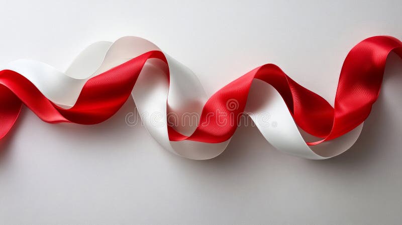 Red and White Ribbon Twirl on Light Gray Background Stock Illustration ...