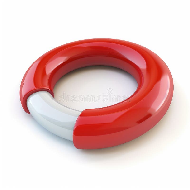Abstract Red and White Ring Shape, 3D Render Stock Illustration ...