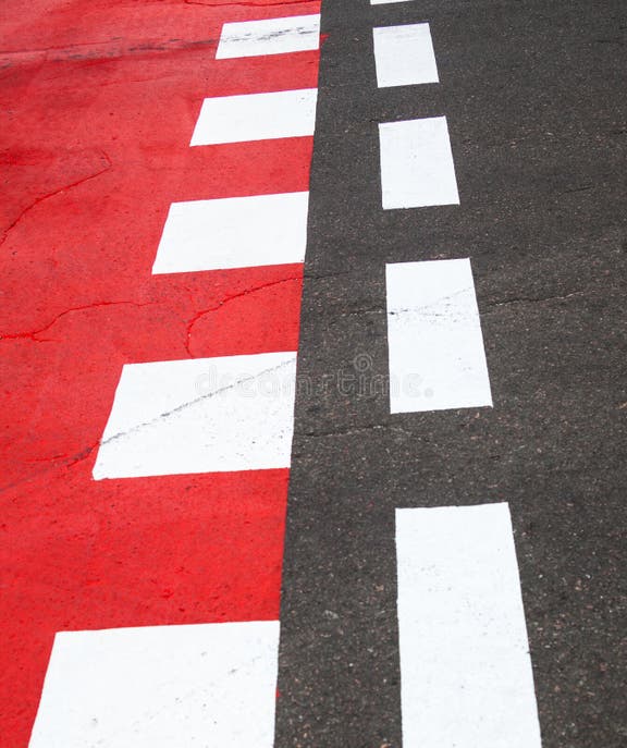 Red and white road marking stock image. Image of carriageway - 179673291