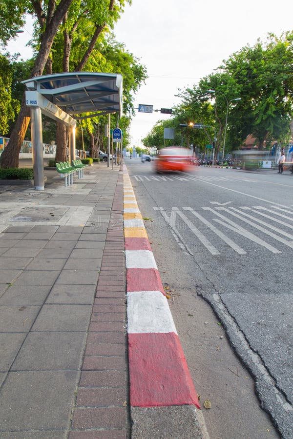 Red and white road marking stock photo. Image of grey - 59309038