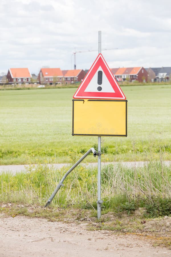 Red and White Road Traffic Warning Sign Stock Photo - Image of ...