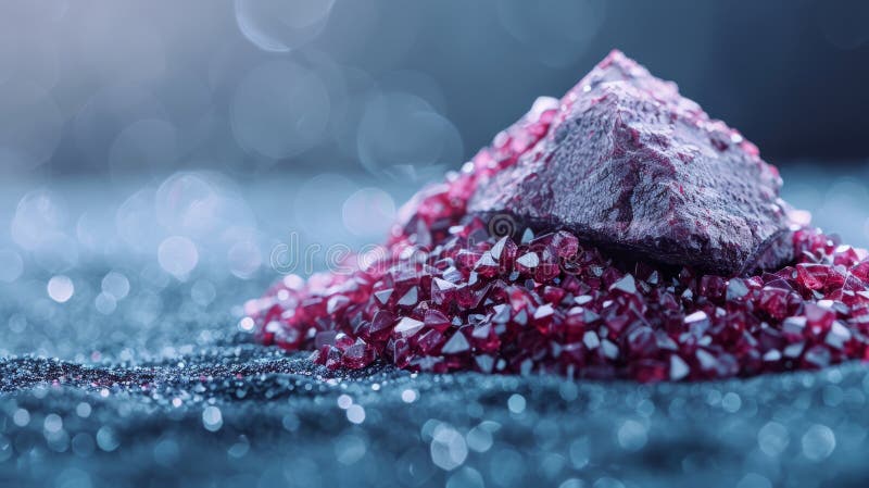 A Red and White Rock Pile Atop a Glittering Ground, Beneath a Blue Sky ...