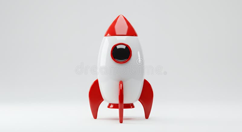 Red and White Rocket on Light Background Symbolizing Startup Success ...