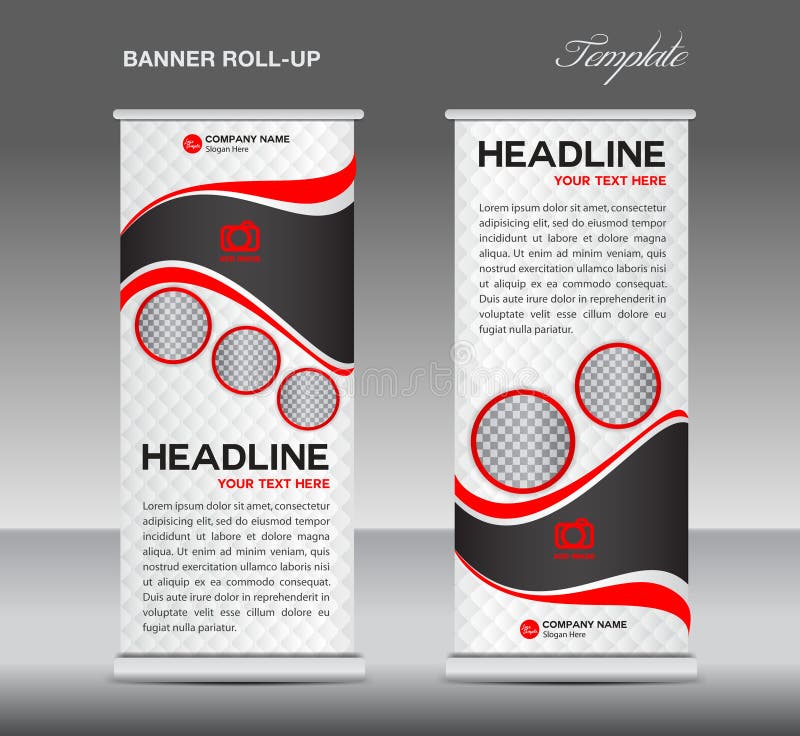 Red and White Roll Up Banner Stand Template Vintage Banner Stock Vector ...