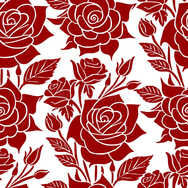 Red and White Rose Flowers Seamless Pattern, Texture Stock Illustration ...