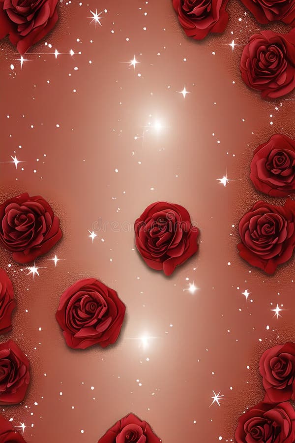 Red White Roses Glitter Sparkle Abstract Background AI-Generated Stock ...
