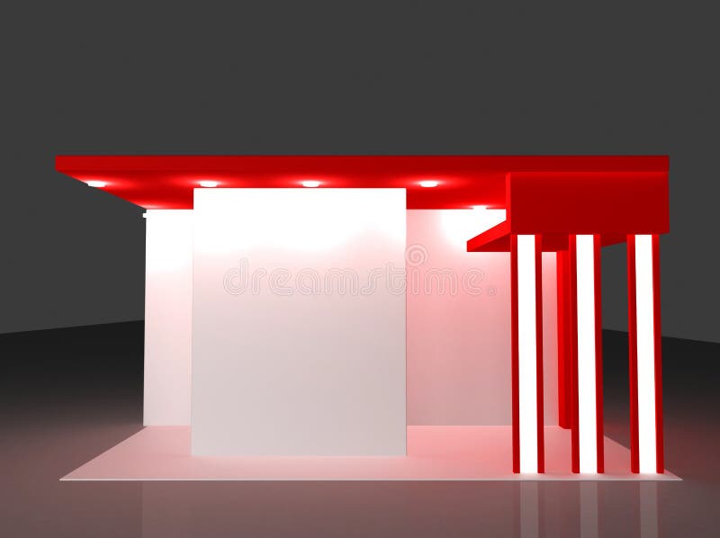 Red and White Round Booth with Flags. 3D Design Stock Illustration ...
