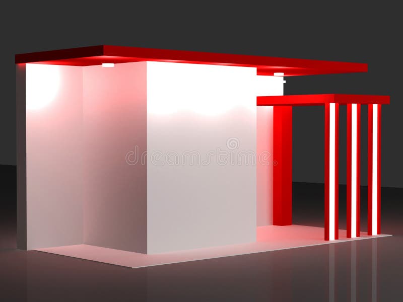 Red and White Round Booth with Flags. 3D Design Stock Illustration ...